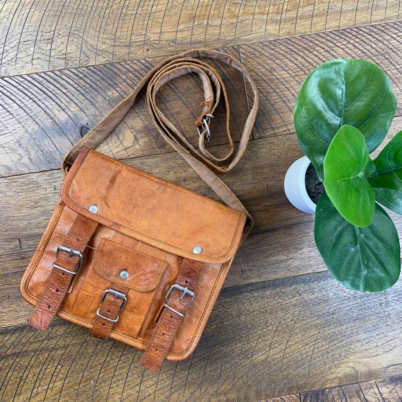Vintage | Bags | Vintage Leather Buckled Brown Satchel | Poshmark